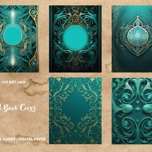 Teal Book Cover Printable Paper for Book of Shadows Whimsical Book ...
