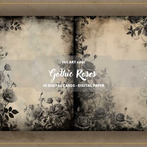 Gothic Roses Digital Paper, Vintage Paper, Black Roses, Roses Digital ...