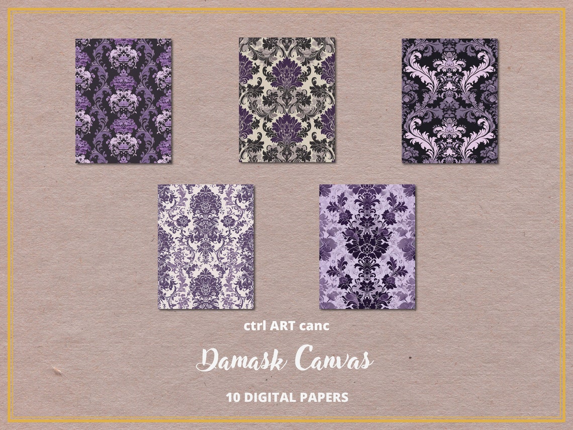 Purple Damask Digital Paper: Scrapbook & Journal Kit (digital Download ...