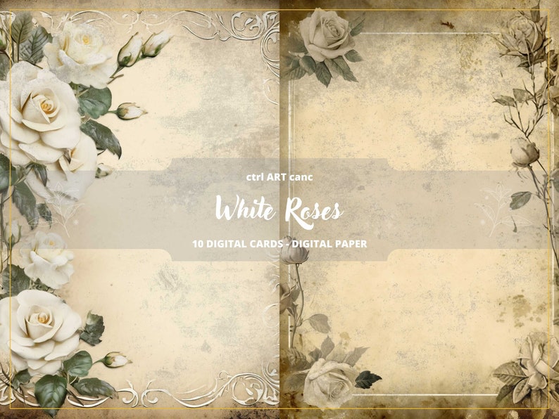10 White Roses Printable Old Paper White Roses Roses - Etsy