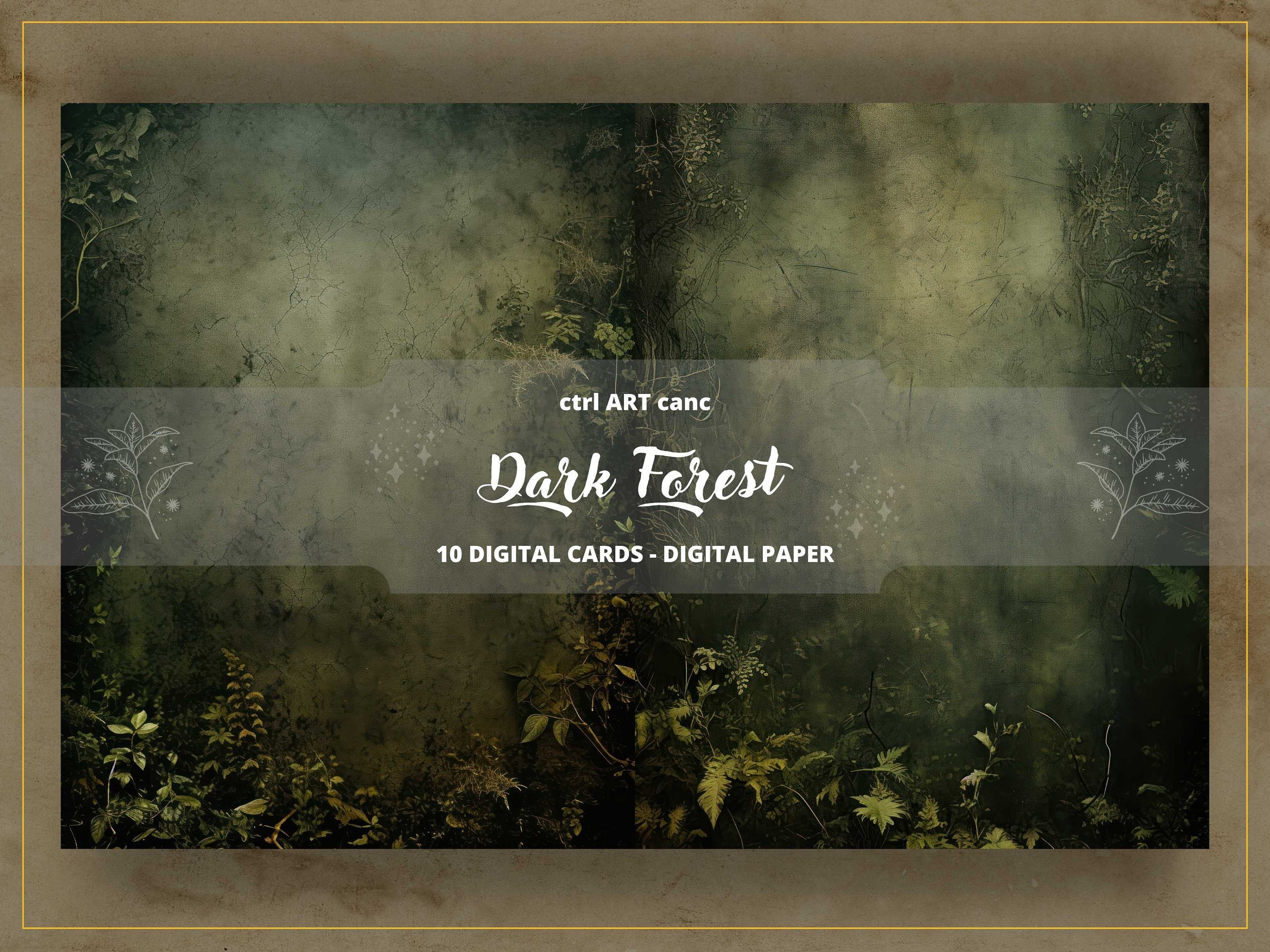 Dark Forest Digital Paper, Vintage Paper, Black Paper, Gothic Digital ...