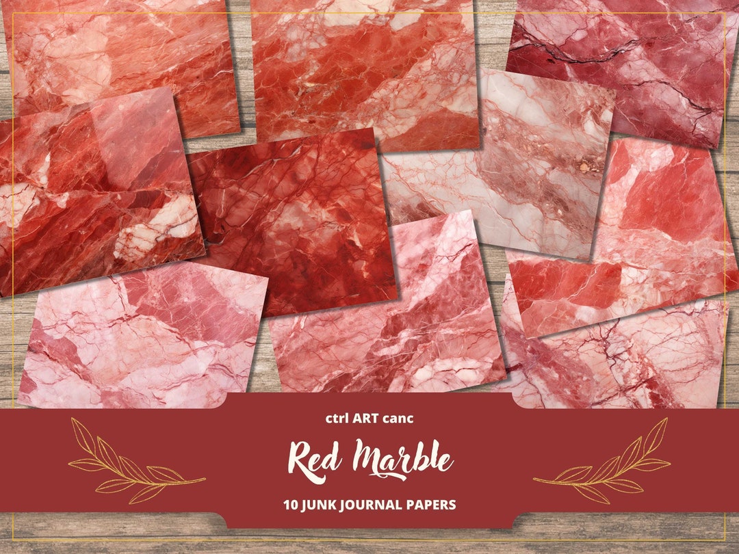 Red Marble Digital Paper Carrara Marble Printable Paper for Junk ...