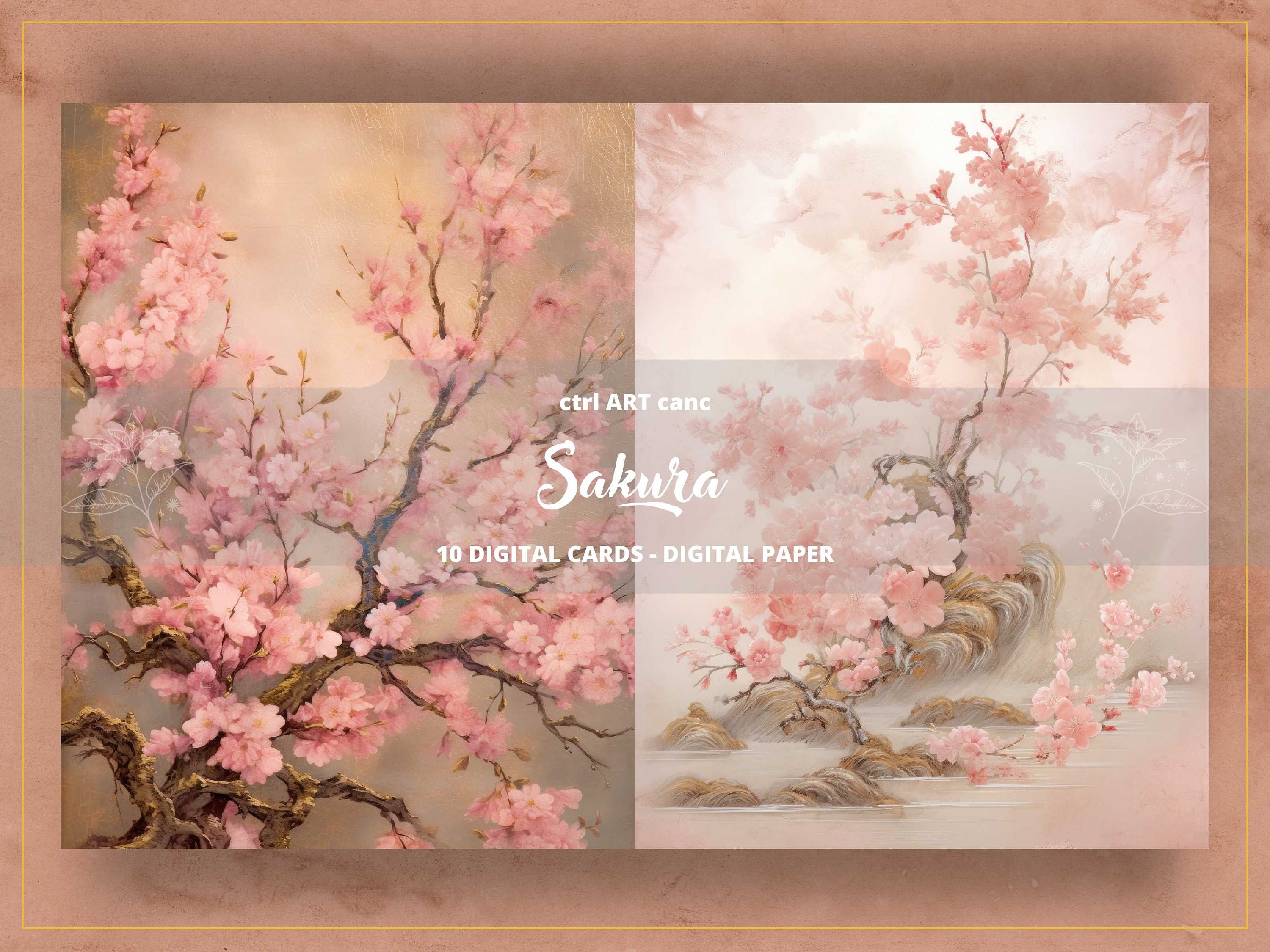 Sakura Art Printable Sakura Digital Paper Cherry Blossom - Etsy