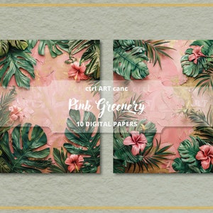 Plants Digital Paper Green Plants Tropical Paper Digital Kit Journal ...