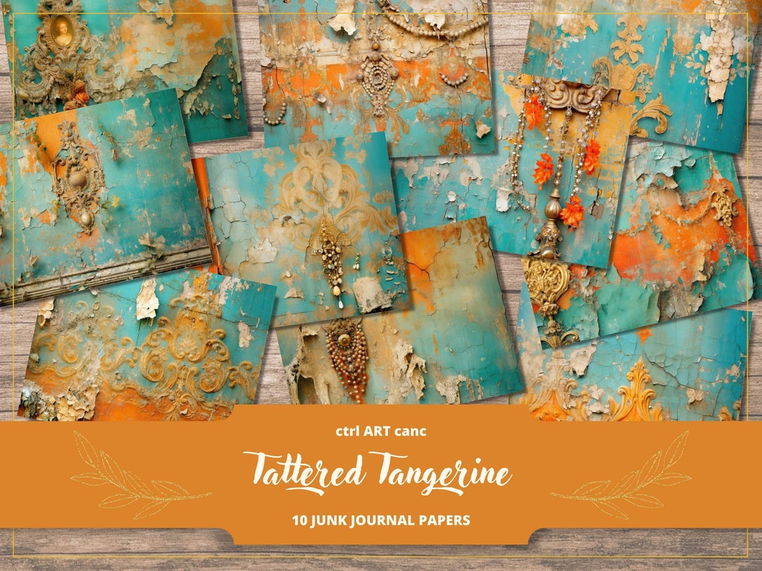 Tattered Teal Digital Paper Teal Journal Paper for Junk Journal ...