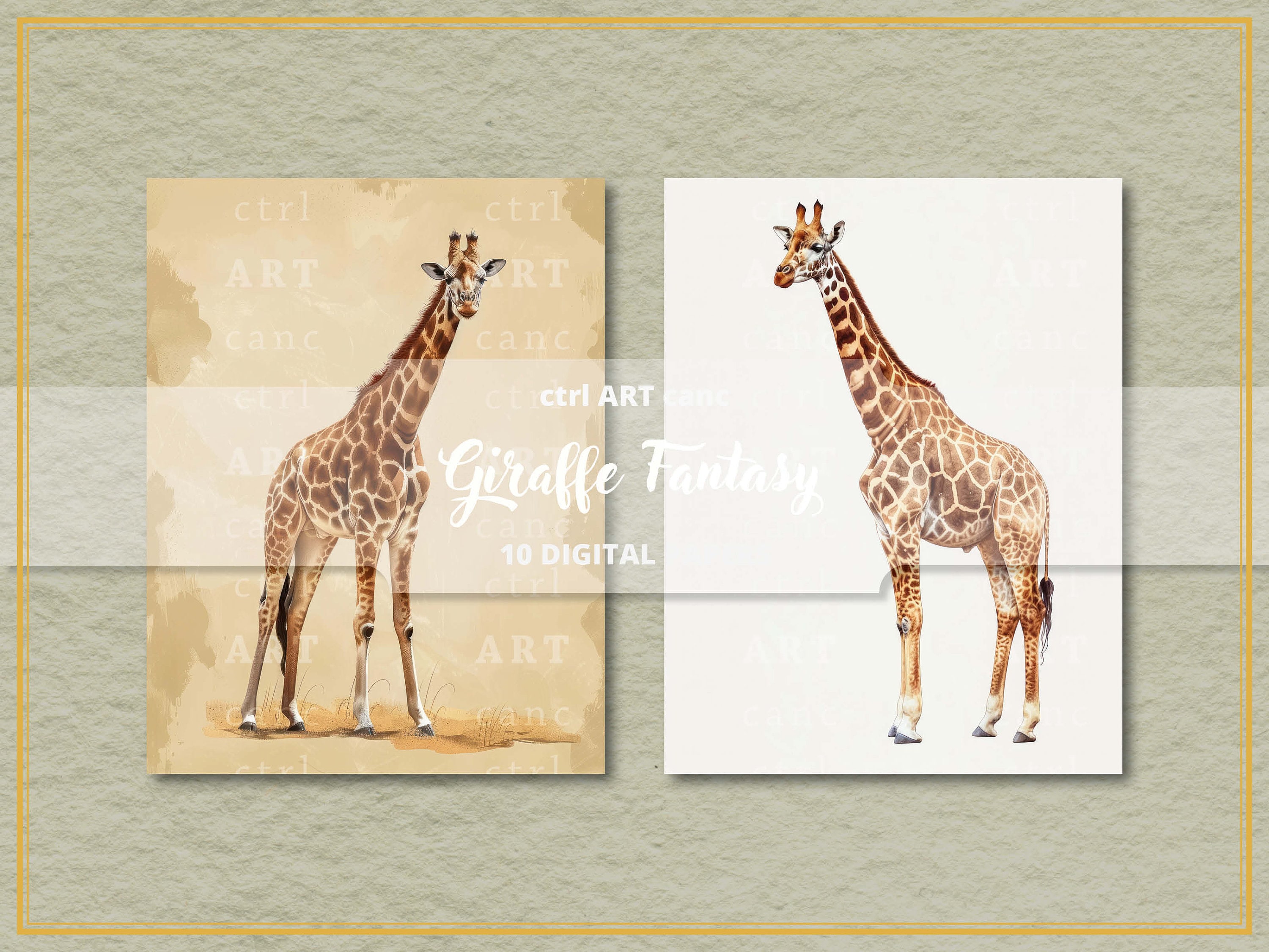 Giraffe Illustration Art: POD Animal Images, Digital Paper (commercial ...