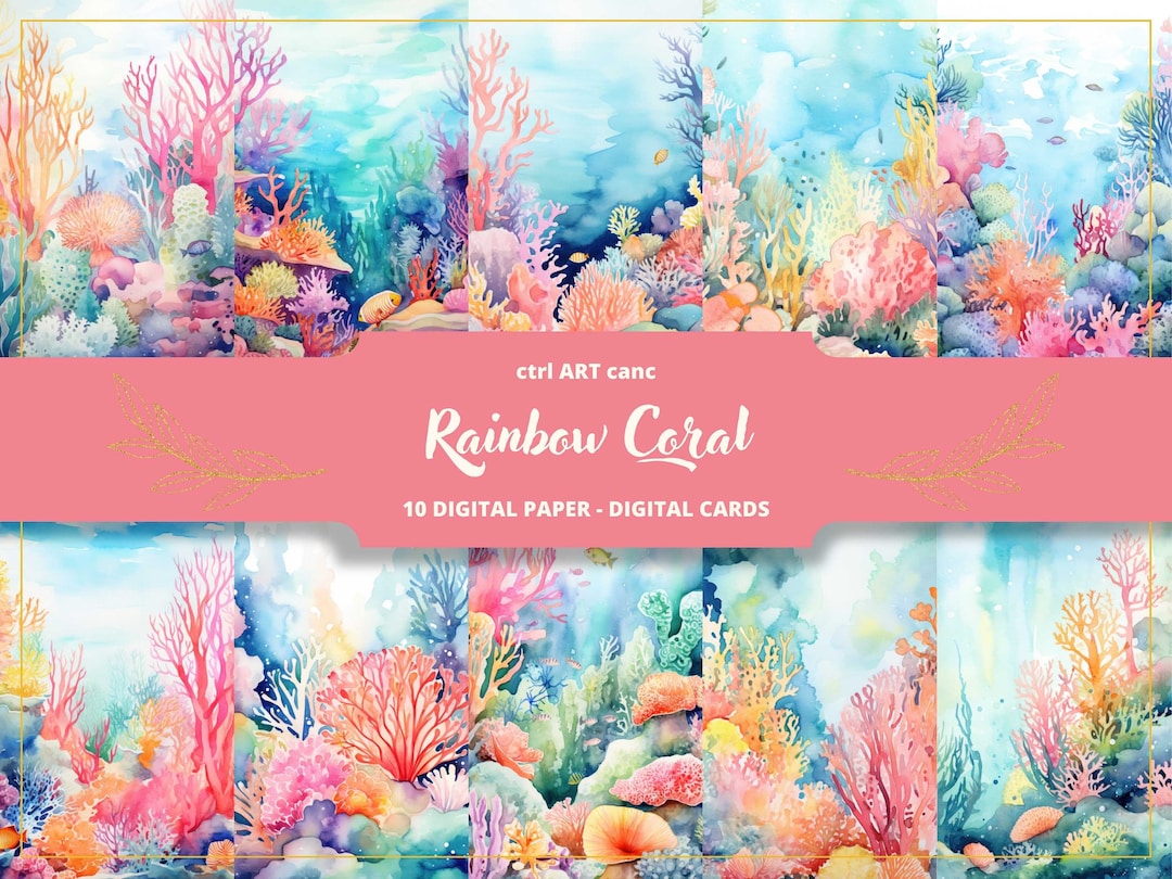 Coral Digital Paper to Print Wall Print for Beach House Decor Sea Paper ...