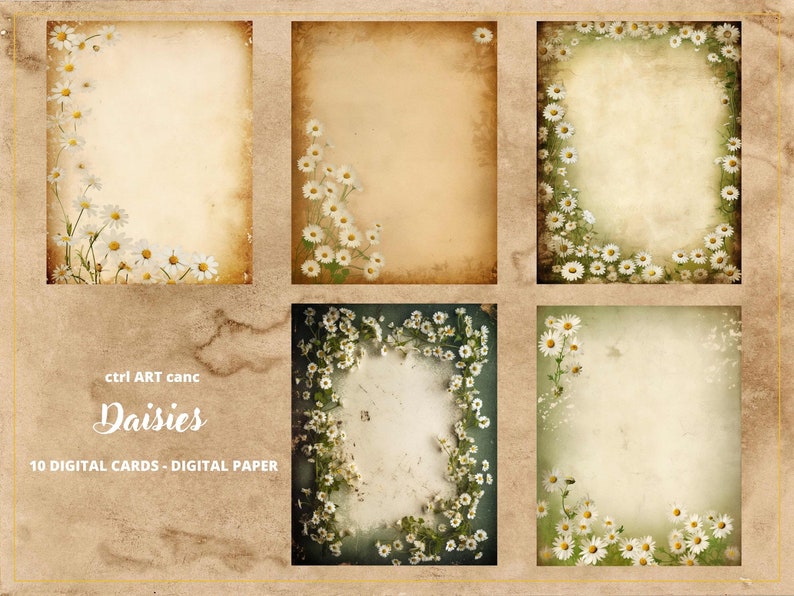 10 Daisies Printable Paper Daisy Flowers Digital Paper - Etsy