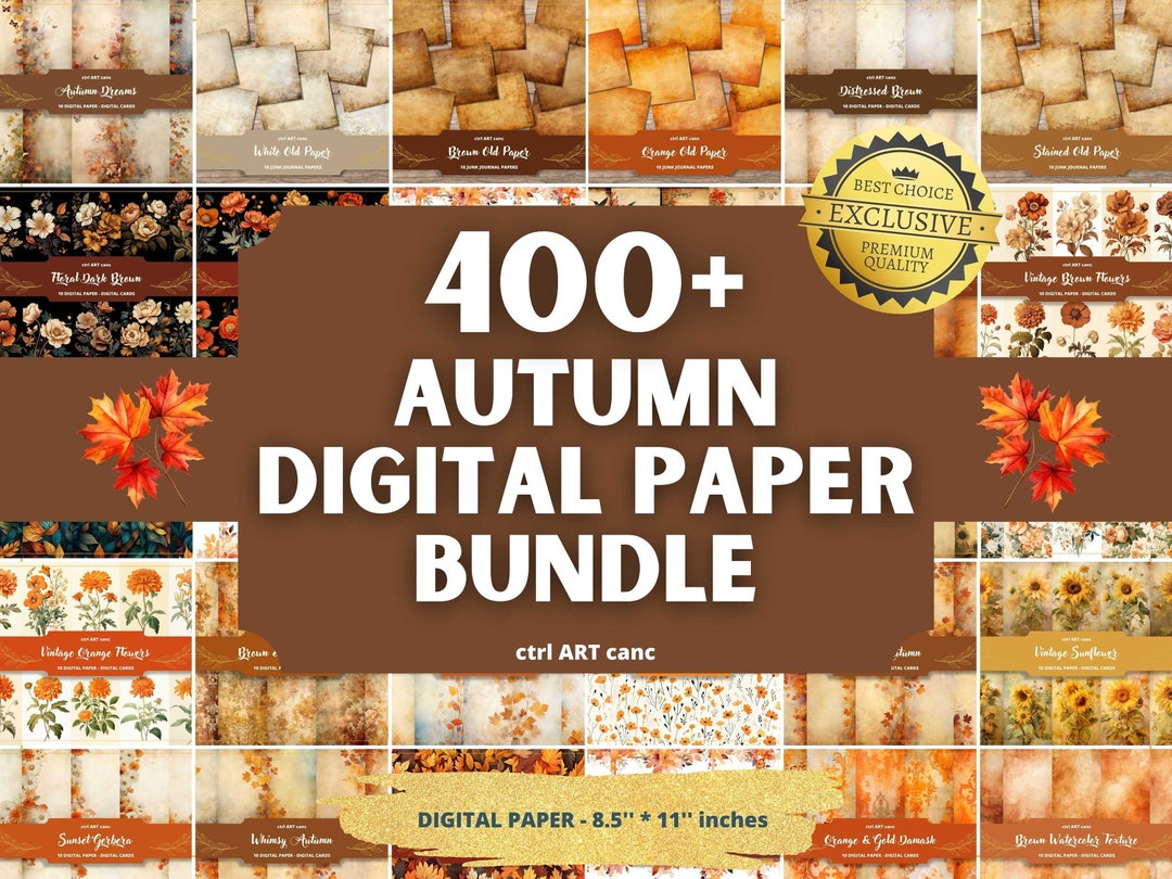 Autumn Digital Paper Bundle: 400+ Scrapbook Papers (digital Download ...