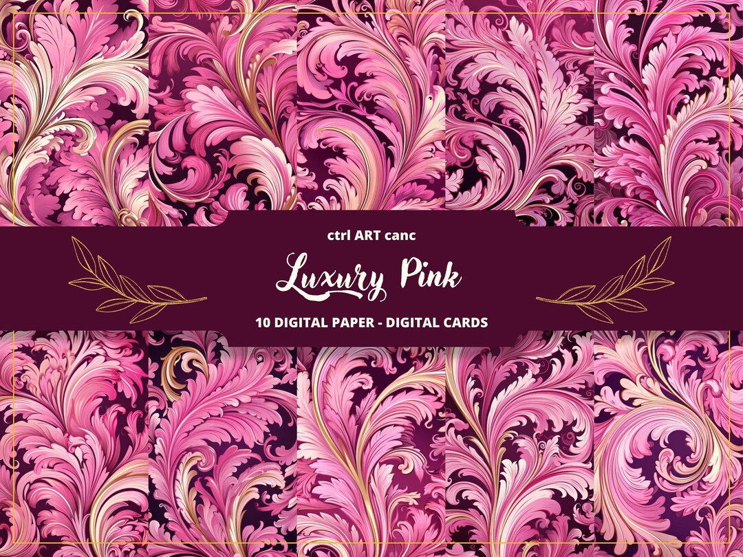 Luxury Pink Digital Paper, Pink Damask Paper, Pink Graphic, Pink ...