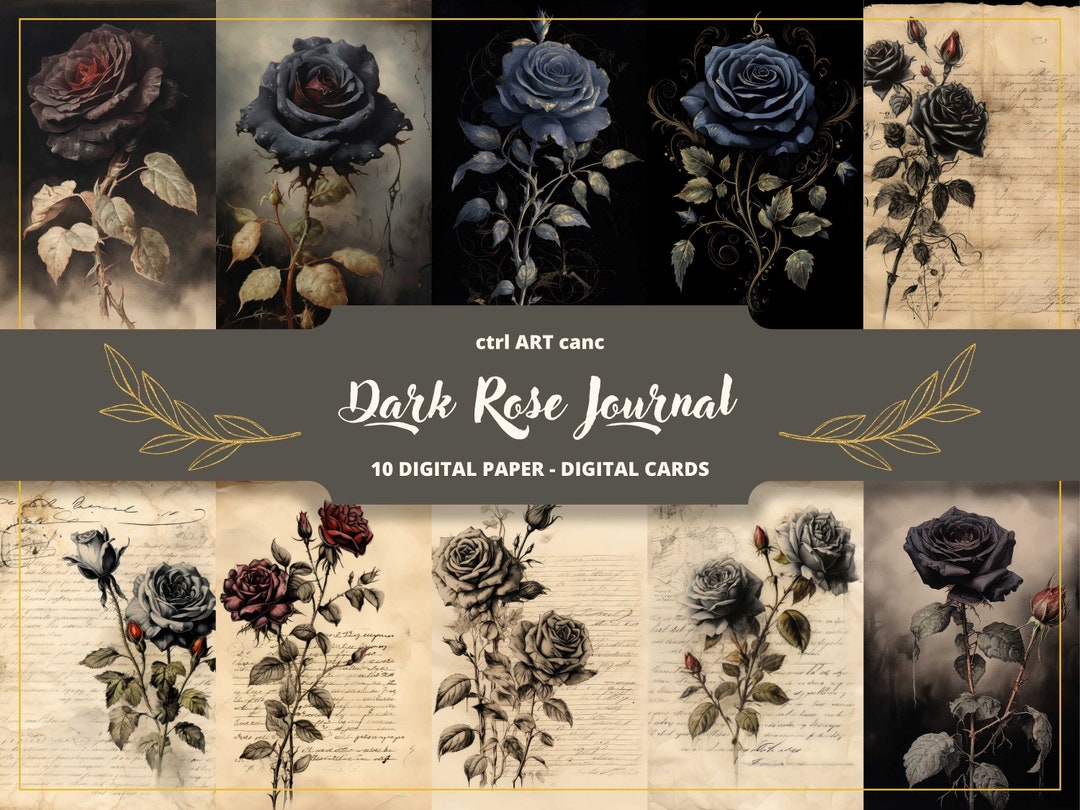 Dark Rose Journal Page Digital Paper, Digital Paper, Journal Kit ...