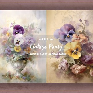Printable Pansy Paper Decor Floral Pansy Illustration for Junk Journal ...