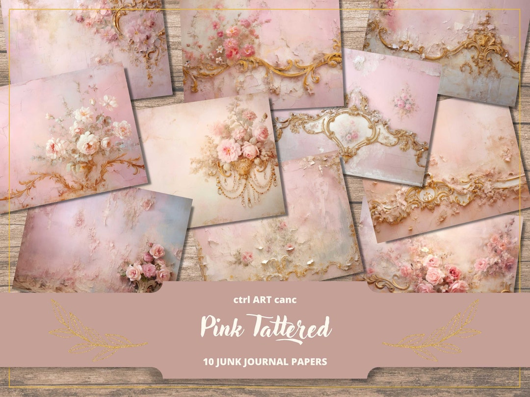 Tattered Pink Digital Paper Pink Journal Paper for Junk Journal ...