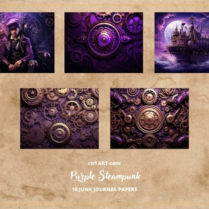 Steampunk Background Purple Steampunk Digital Paper Instant Download ...