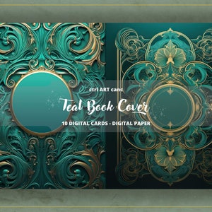 Teal Book Cover Printable Paper for Book of Shadows Whimsical Book ...
