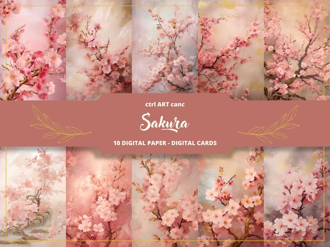 Sakura Art Printable, Sakura Digital Paper, Cherry Blossom, Junk ...