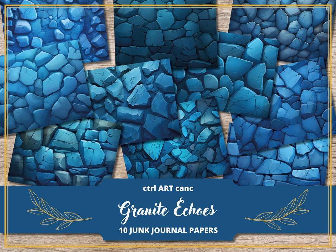 Blue Stone Digital Paper Kit Stones Printable Paper Junk Journal Kit ...