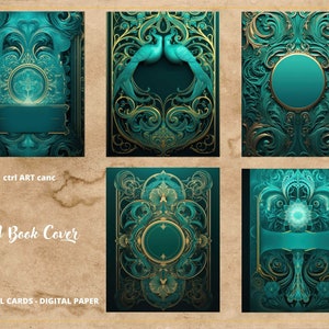 Teal Book Cover Printable Paper for Book of Shadows Whimsical Book ...