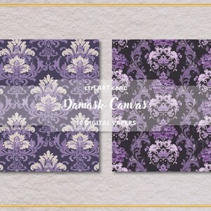 Purple Damask Digital Paper: Scrapbook & Journal Kit (digital Download ...