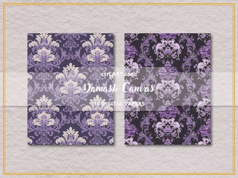 Purple Damask Digital Paper: Scrapbook & Journal Kit (digital Download ...