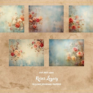 Rose Junk Journal Kit Scrapbook Kit Printable Journal Floral Paper Junk ...