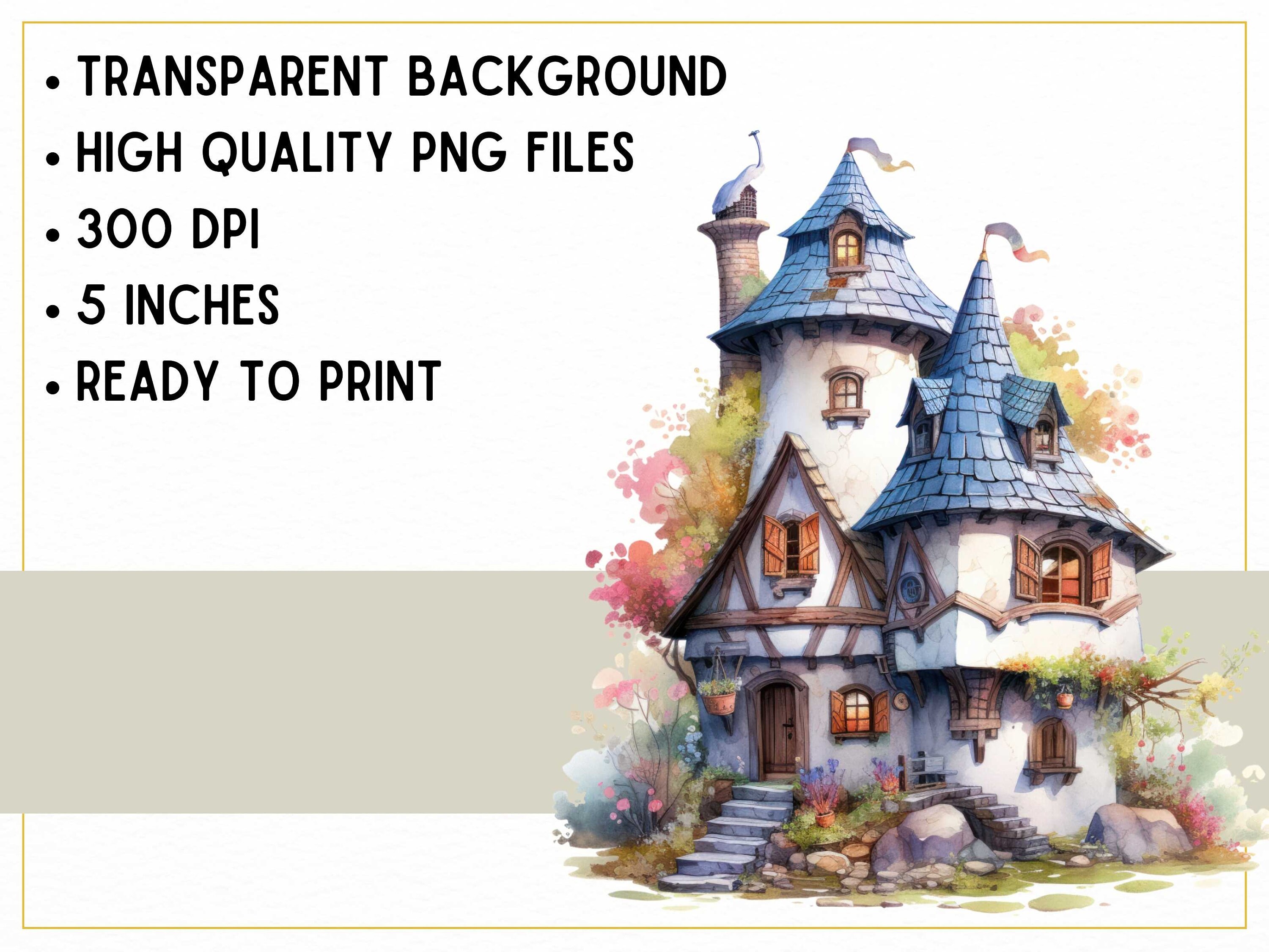 Fairy Tale House Clipart: Whimsical Fantasy PNG Bundle (digital ...