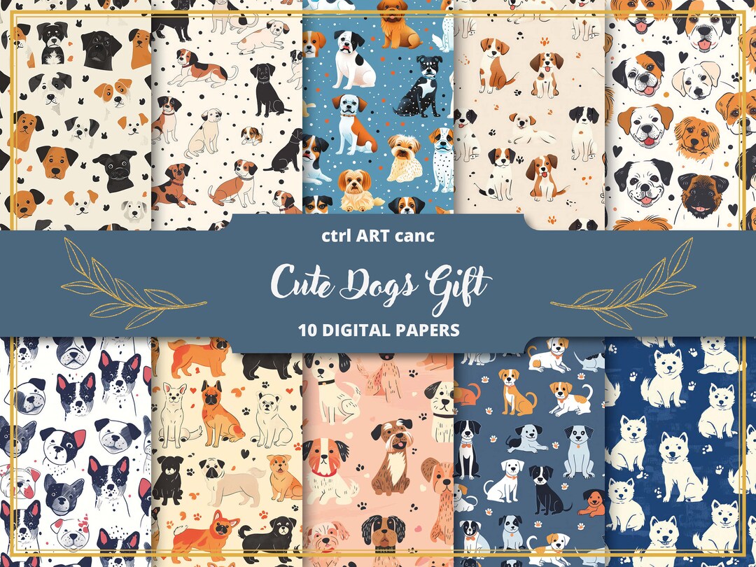 Dog Gift Wrapping Paper Dogs Seamless Pattern Dog Seamless Illustration ...
