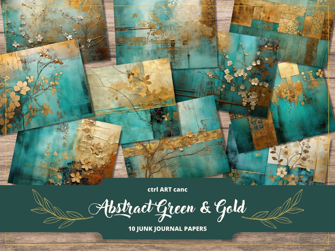 Green Journal Collage Junk Journal Kit Digital Paper Scrapbook Kit ...