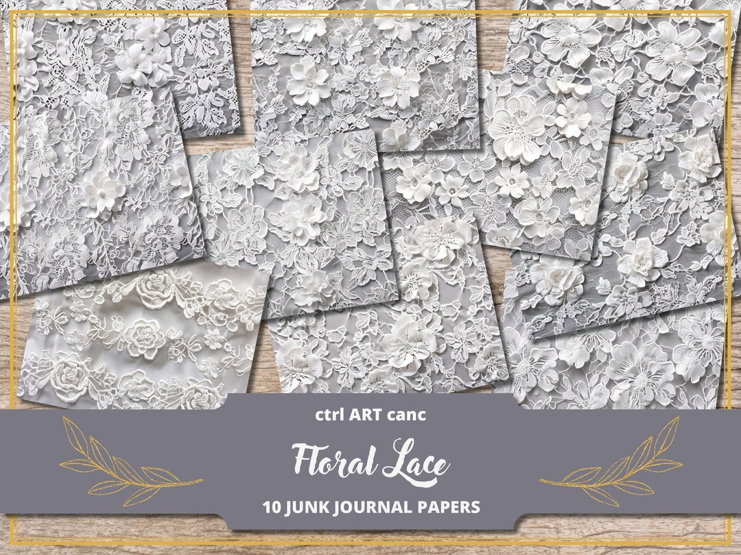 Floral Lace Junk Journal Paper Background for Scrapbook Lace Decor for ...