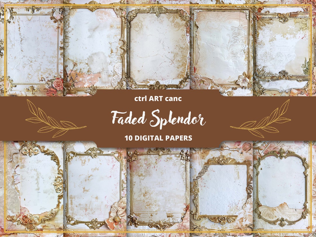 Baroque Golden Frame Junk Journal Paper Baroque Digital Paper Rococo ...