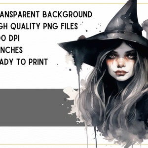 Dark Witch Watercolor Clipart, Witch Clip Art PNG, Magic Clipart ...