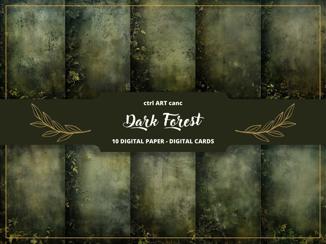 Dark Forest Digital Paper, Vintage Paper, Black Paper, Gothic Digital ...