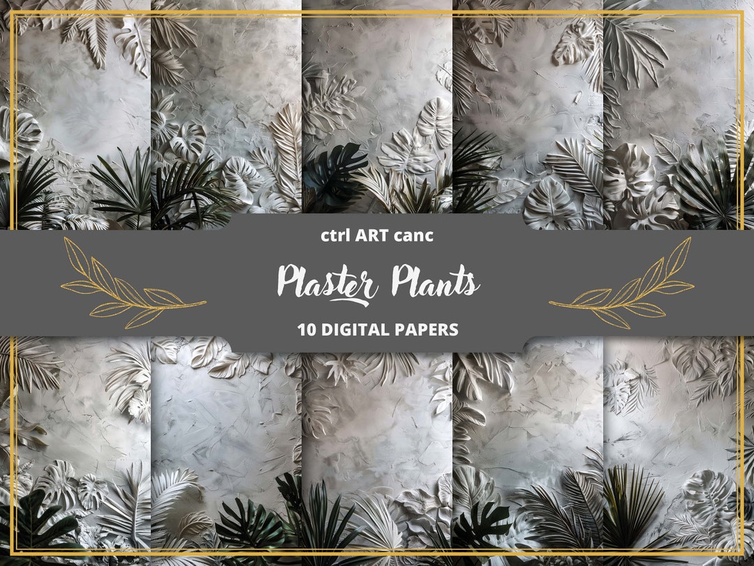 Plaster Plants Digital Paper Tropical Plants Printable Paper Plants ...
