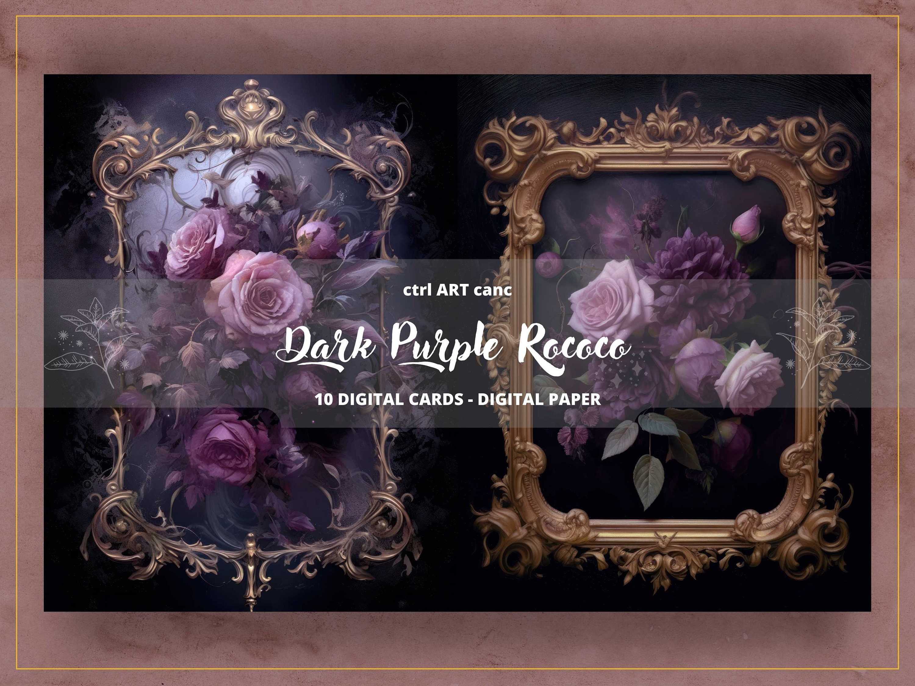Dark Purple Rococo Roses Printable Dark Rose Printable - Etsy
