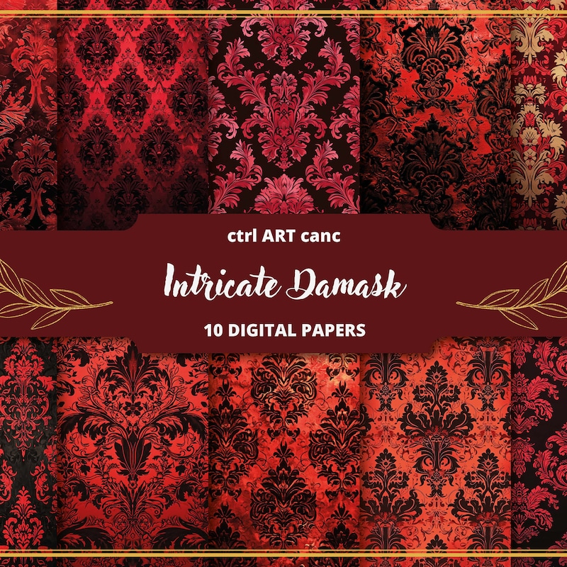 Red Damask Paper - Etsy