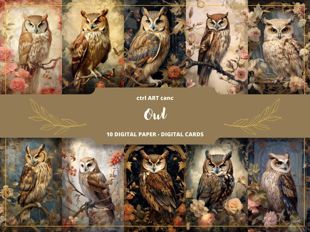 Owl Printable, Magic Owl Digital Paper, Junk Journal Kit, Owl Journal Pages, Scrapbooking, Junk ...