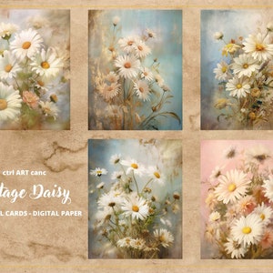 Vintage Daisy Printable, Daisy Digital Paper, Romantic Decor, Journal ...