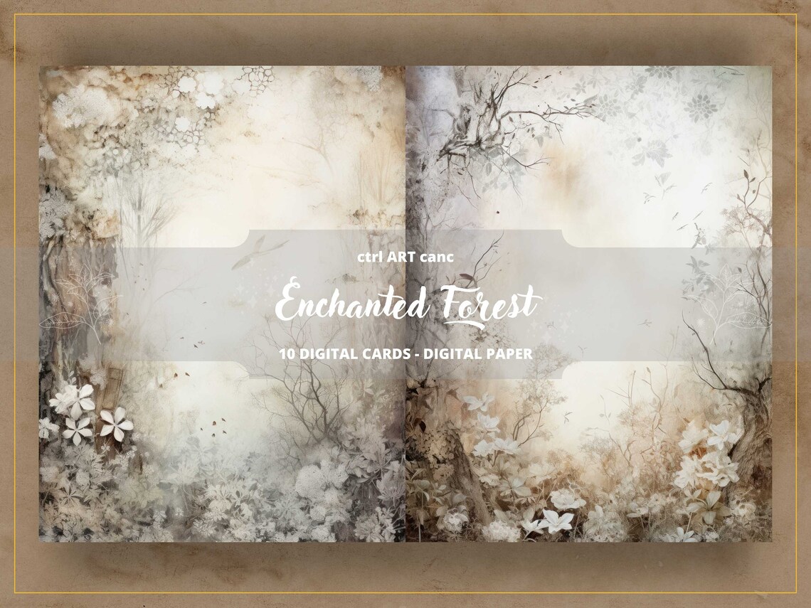 Enchanted Forest Digital Paper, Vintage Paper, Black Paper, Digital ...