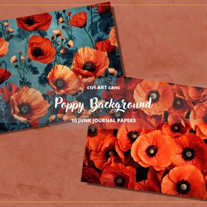 Poppy Junk Journal Kit Digital Paper Digital Scrapbook Kit Floral ...