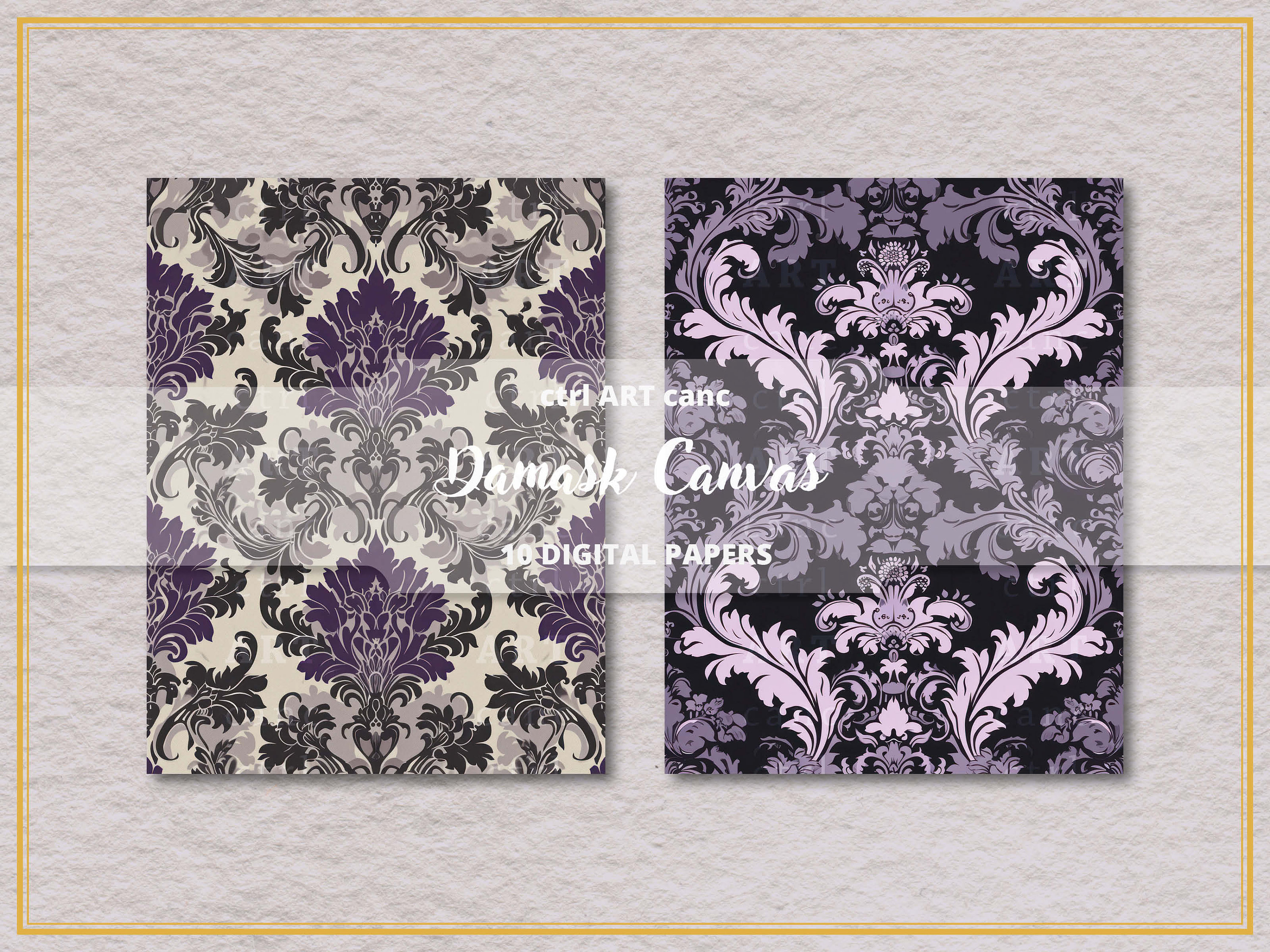 Purple Damask Digital Paper: Scrapbook & Journal Kit (digital Download ...