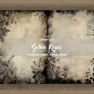 Gothic Roses Digital Paper, Vintage Paper, Black Roses, Roses Digital ...