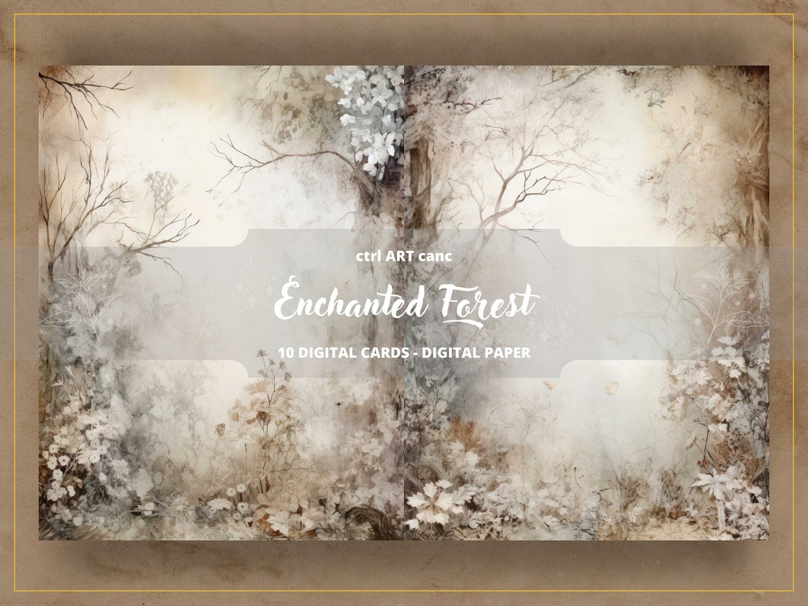 Enchanted Forest Digital Paper, Vintage Paper, Black Paper, Digital ...