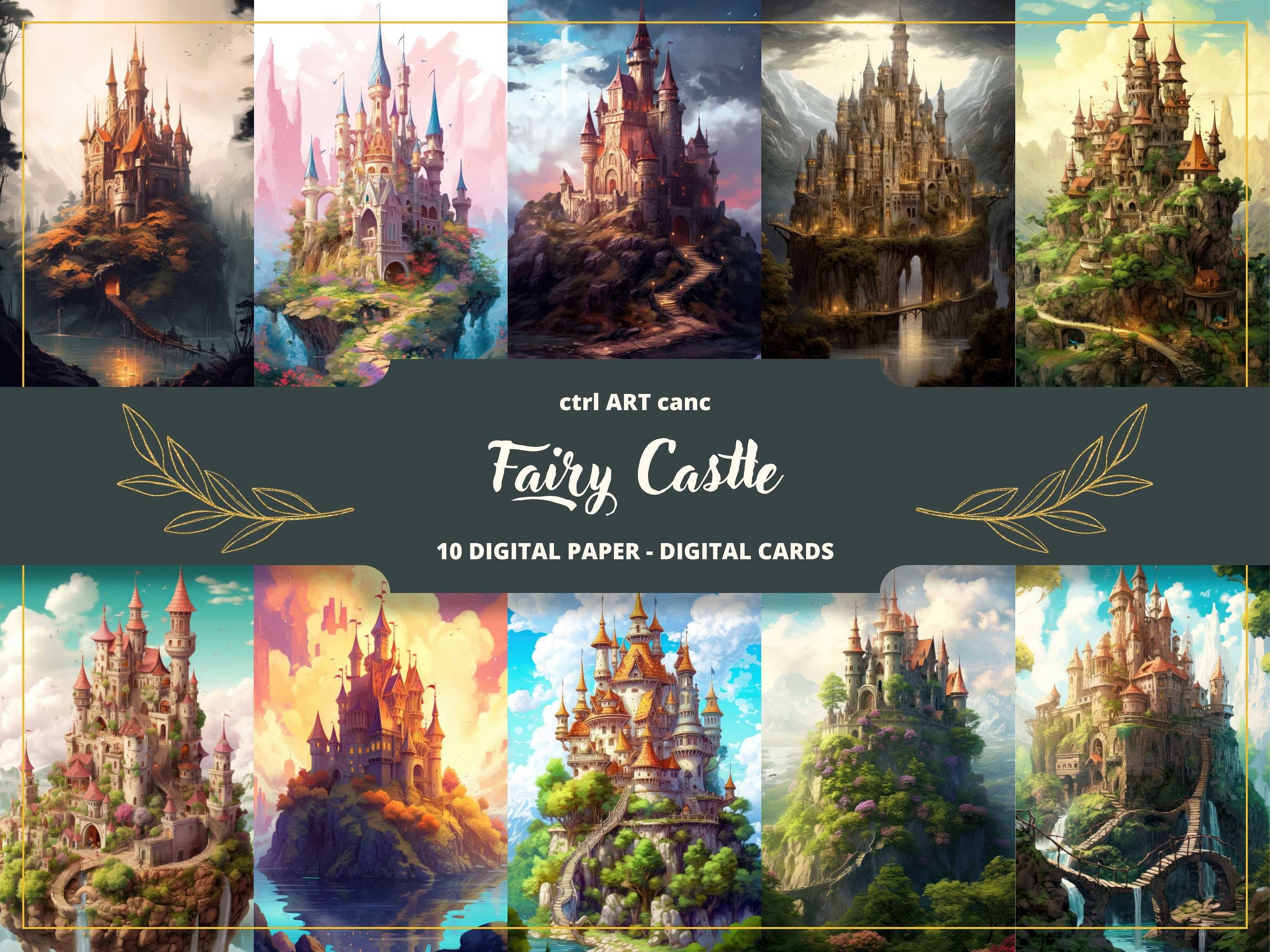Fairy Castle Digital Paper Magic Castle Printable Fantasy - Etsy