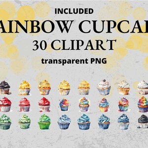 90 Cupcake Clip Art Bundle, Cupcakes Bundle, Floral Cupcake, Rainbow ...