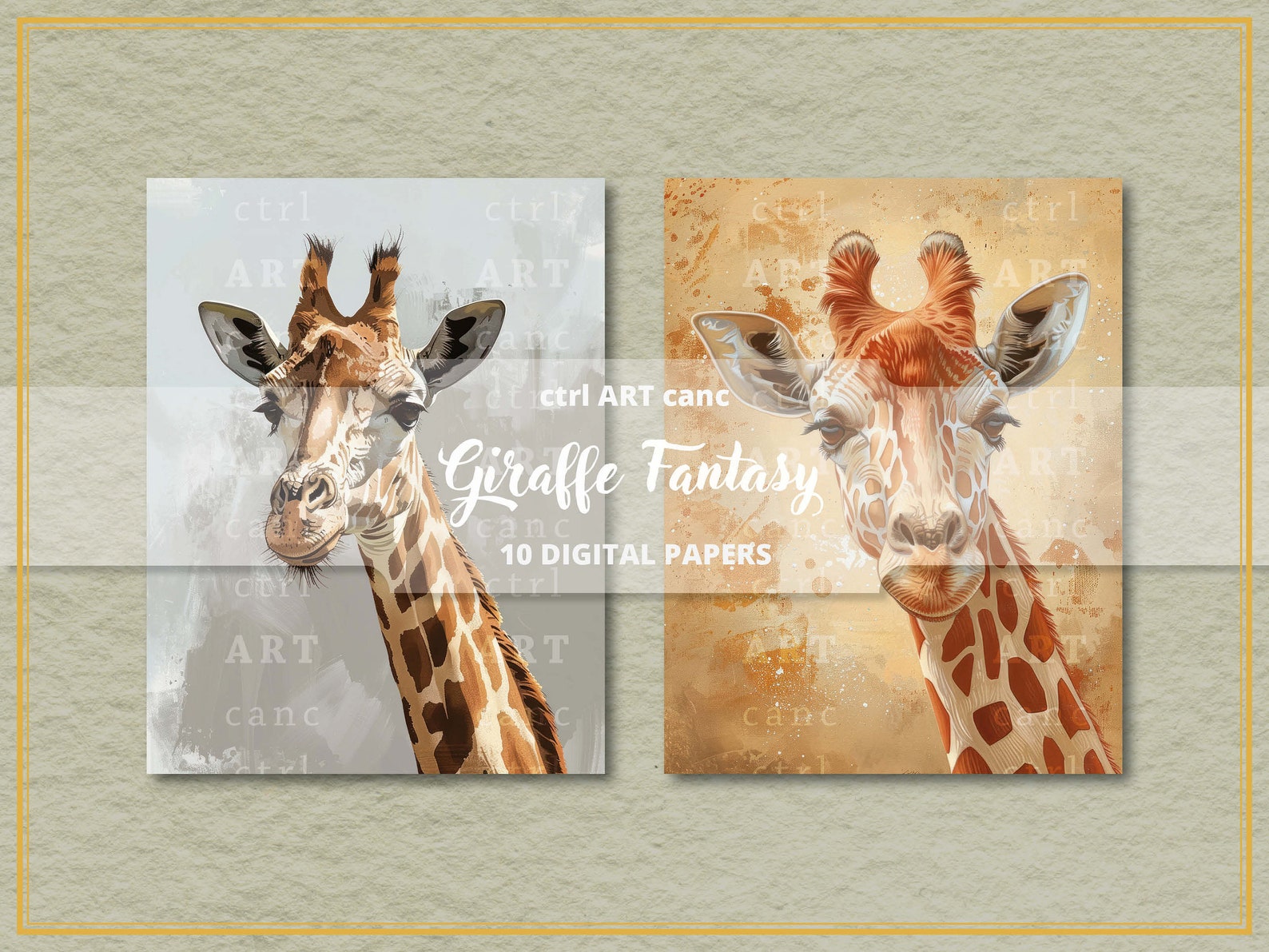 Giraffe Illustration Art: POD Animal Images, Digital Paper (commercial ...
