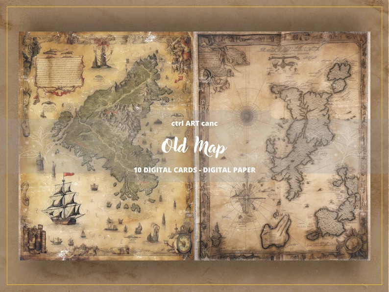 10 Treasure Island Printable Paper Fantasy Map Digital Paper - Etsy