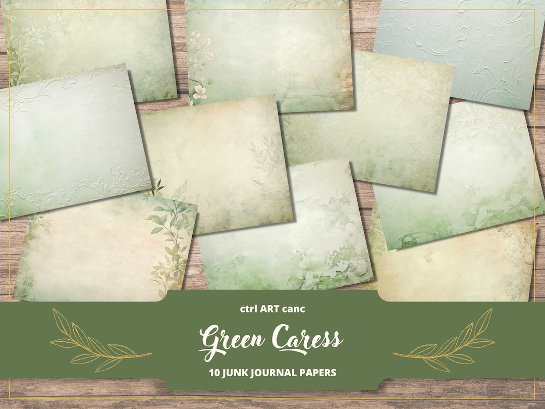 Green Junk Journal Paper: Botanical Scrapbook Printables (digital ...