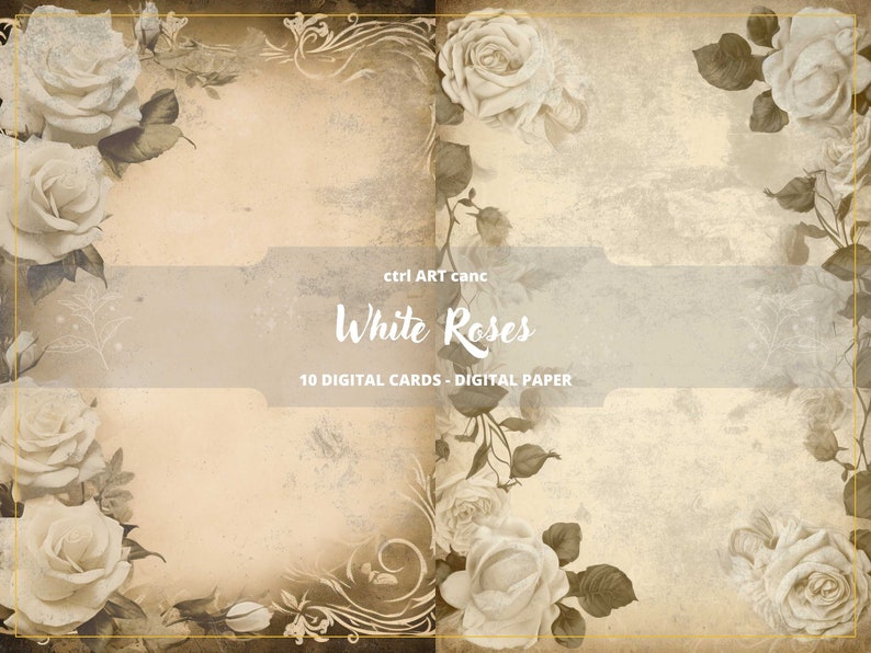 10 White Roses Printable Old Paper White Roses Roses - Etsy