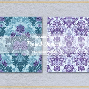 Purple Damask Digital Paper Damask Printable Paper Damask Pattern ...