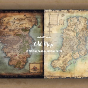 10 Treasure Island Printable Paper, Fantasy Map Digital Paper, Old Map ...